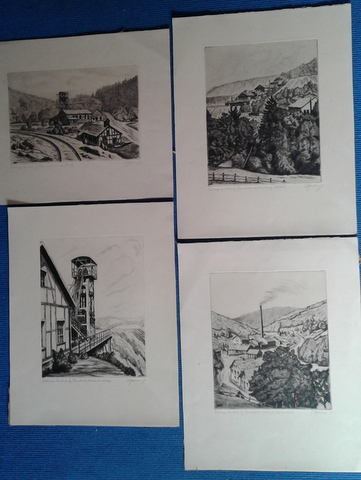 4 Radierungen von Alfred Holler (1888 - 1954) Stolberger Zink A. G ...