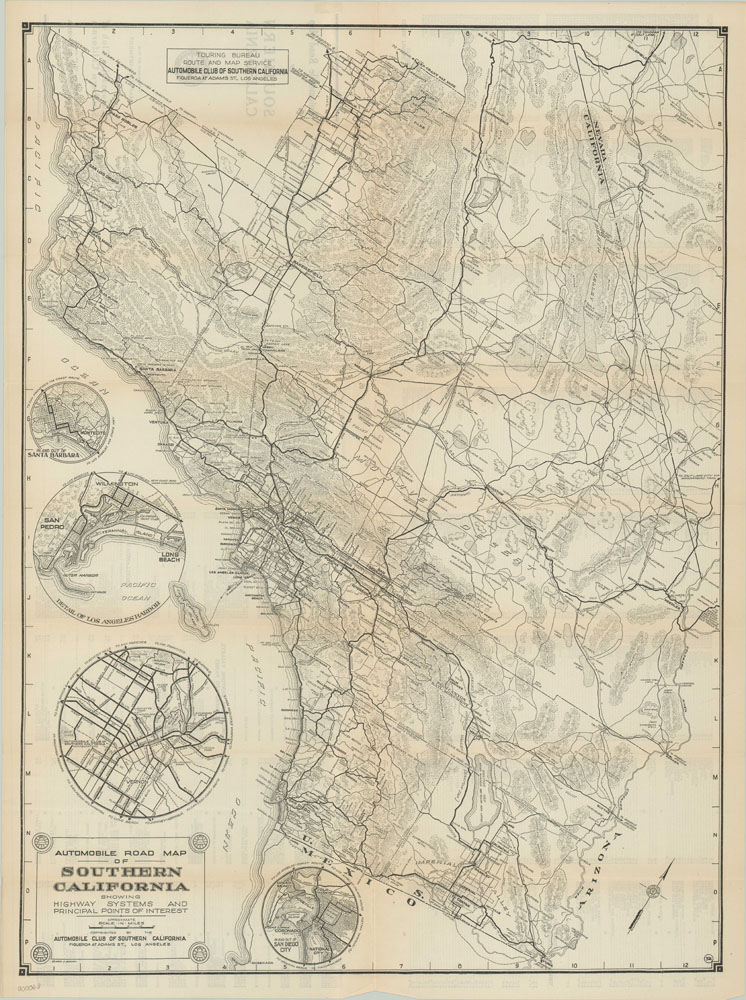 Automobile Road Map of Southern California… - Large road map of ...