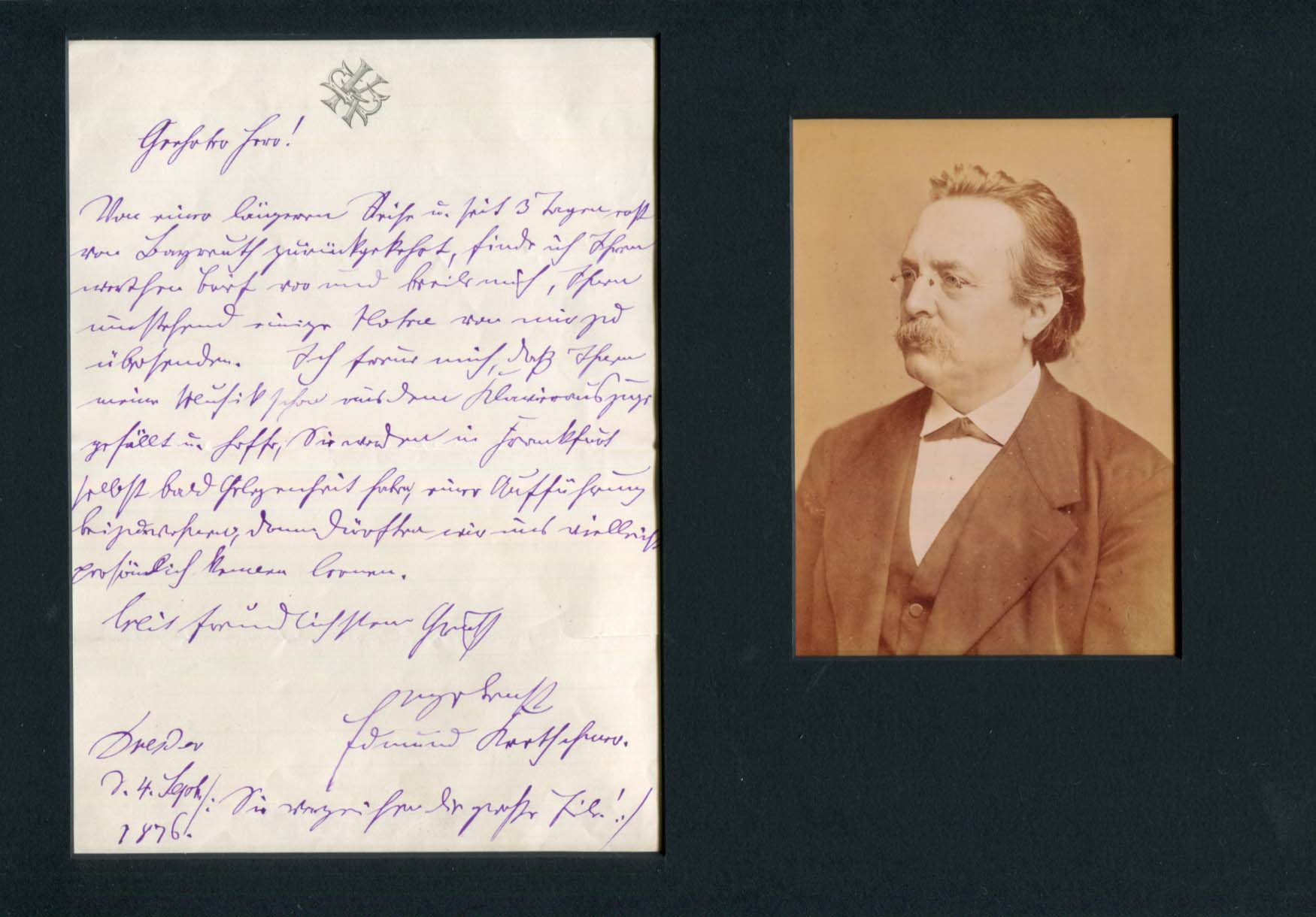Carl Franz Edmund Kretschmer autograph letter signed & mounted von ...