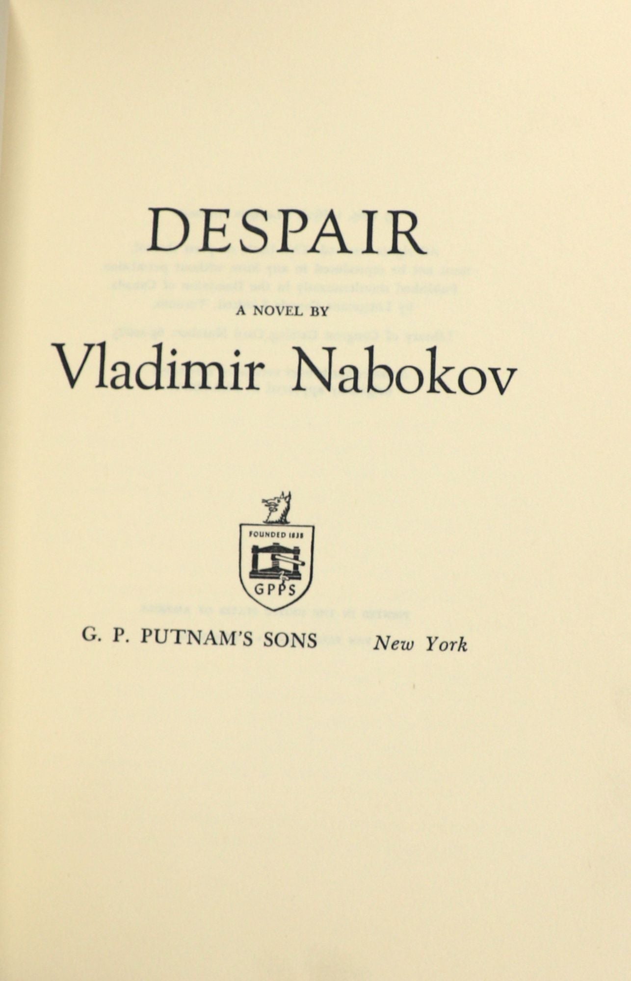 Despair by Nabokov, Vladimir: Near Fine Hardcover (1966) First American ...