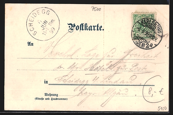 Künstler-Lithographie Carl Münch: Karlsruhe, Partie am Hoftheater ...