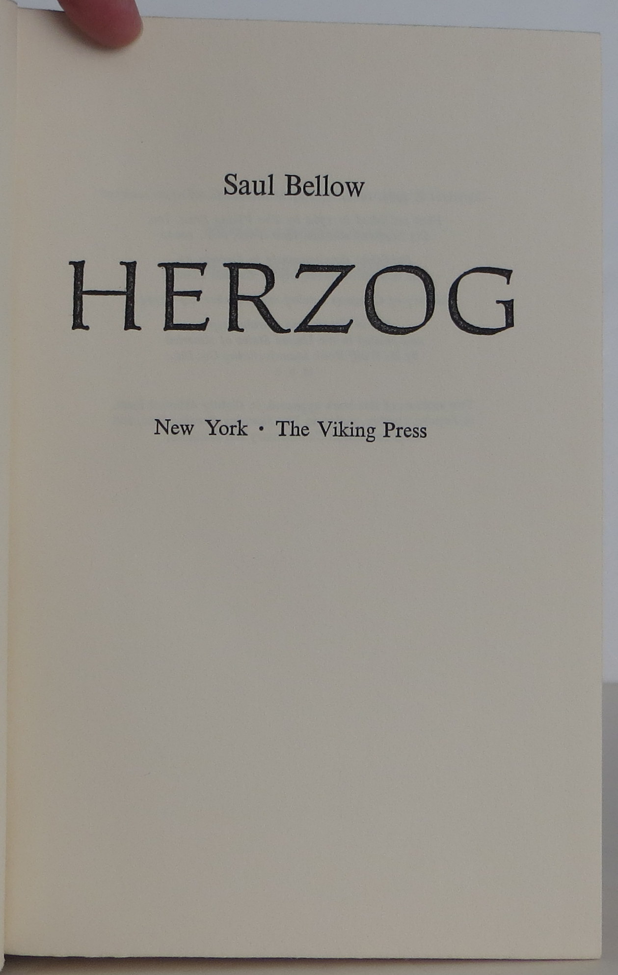 Herzog by Bellow, Saul: fine hardcover (1964) first., Signed by Author ...