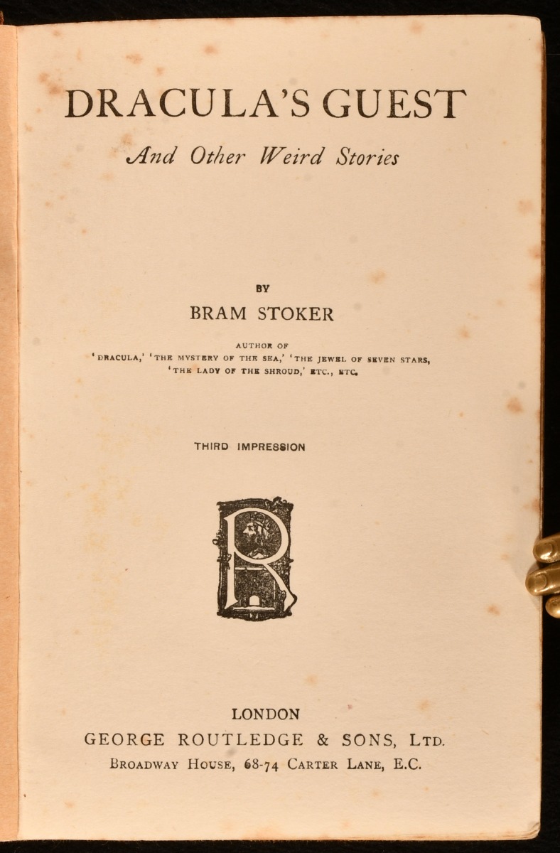 Draculas Guest And Other Weird Stories By Bram Stoker Very Good Cloth