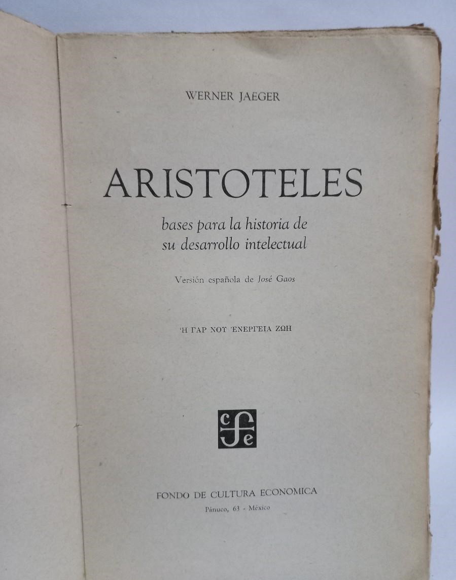Aristoteles - Primera edición en español by Werner Jaeger: Muy bien ...