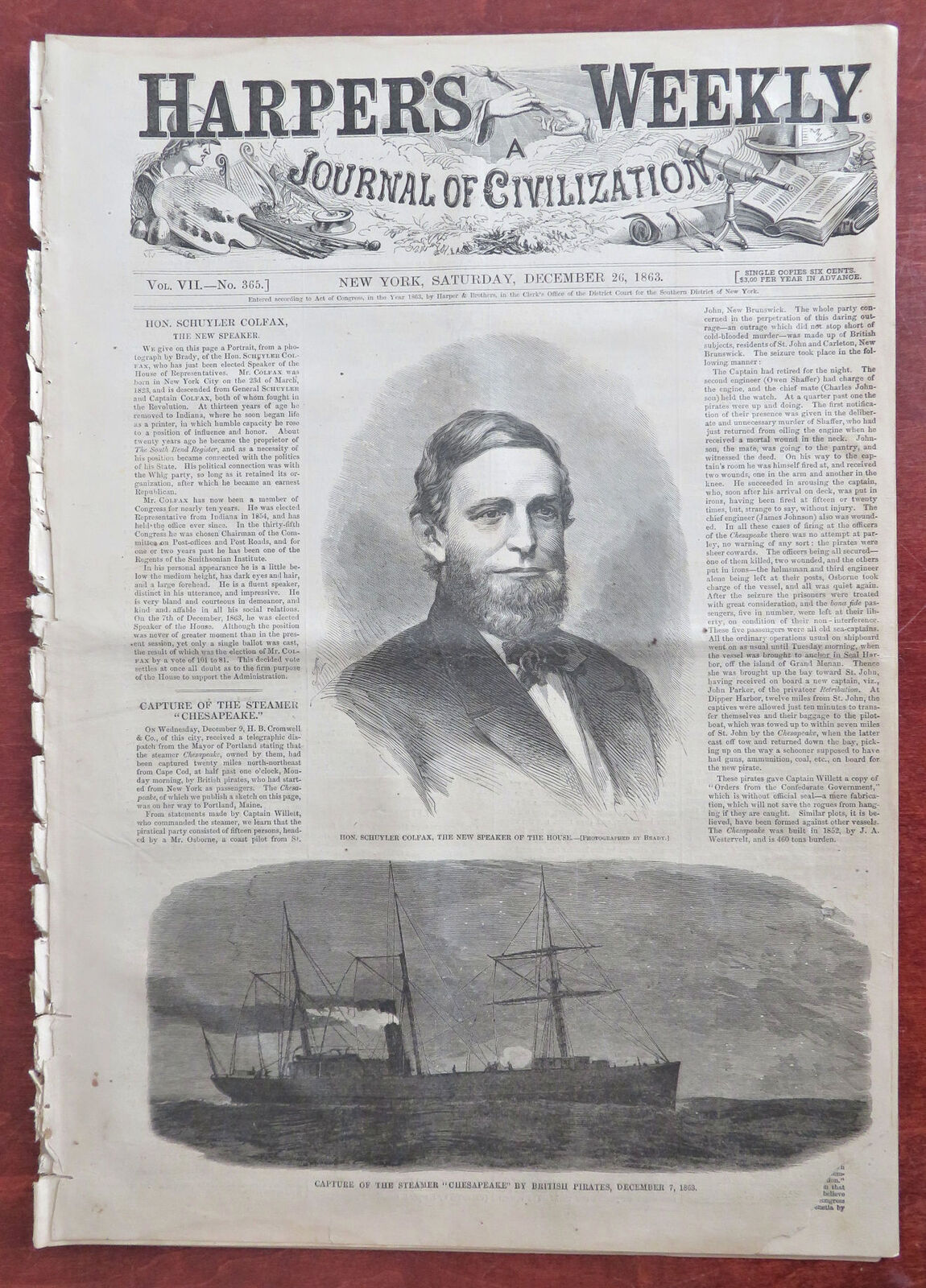 Santa Claus Christmas Eve dbl. pg. by Nast 1863 Harper's Civil War ...