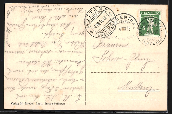 Ansichtskarte Richenthal, Teilansicht mit Kirche im Hintergrund: (1916 ...