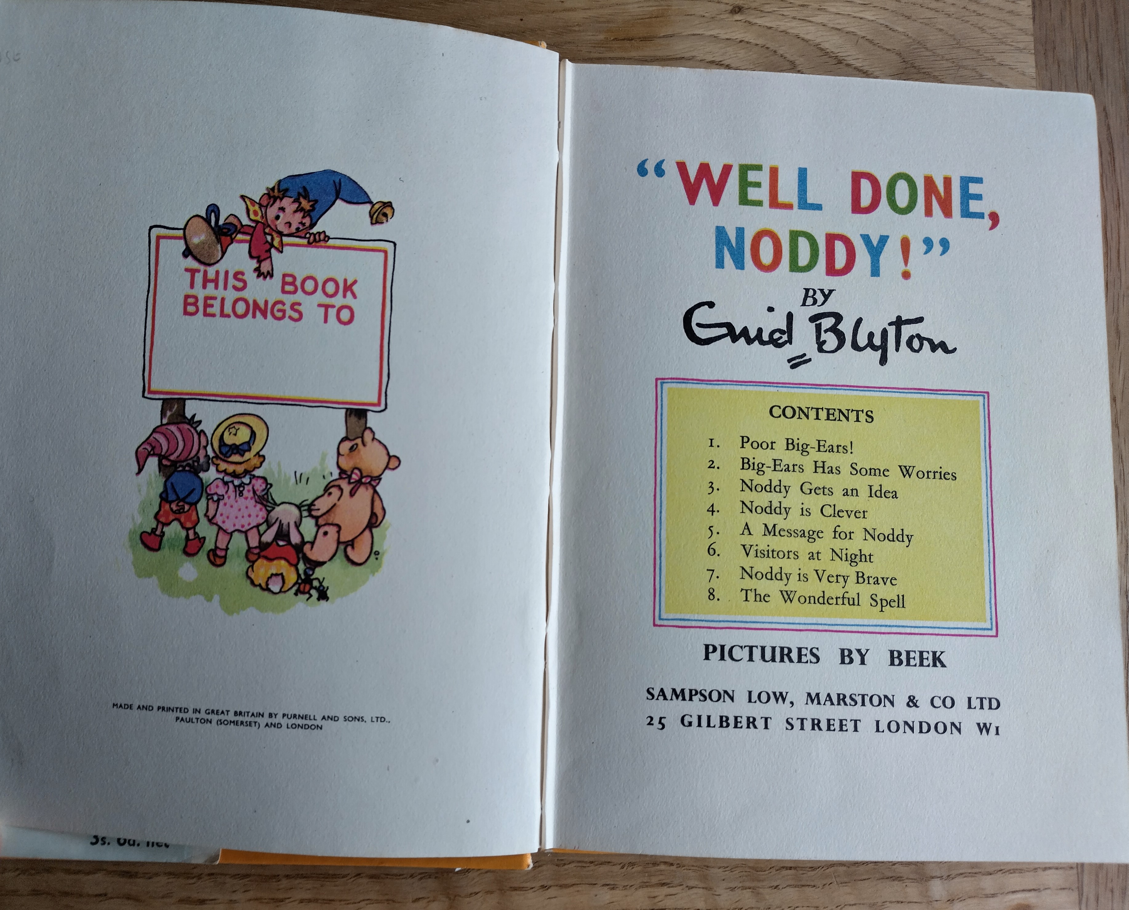 Noddy Book "Well Done Noddy!" by Enid Blyton: Very Good Hardcover (1952 ...