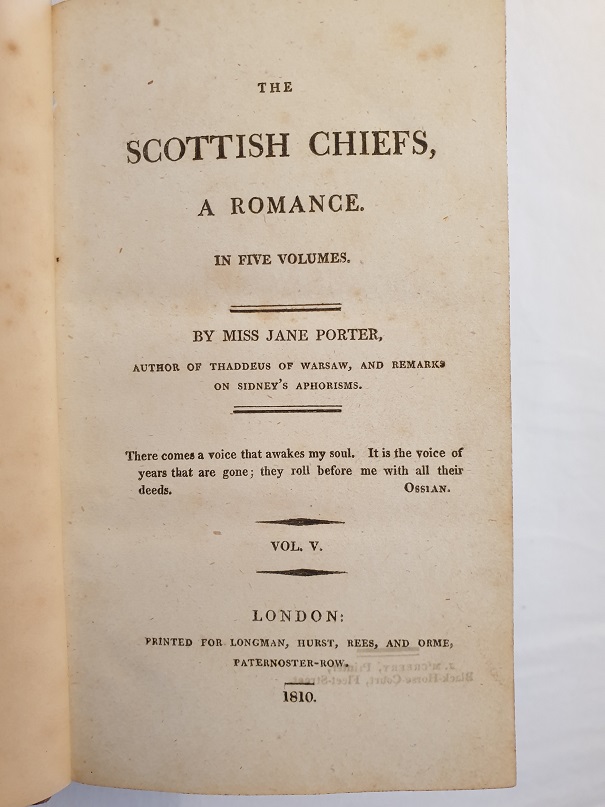 The Scottish Chiefs, A Romance by Miss Jane Porter: Very Good Hardcover ...