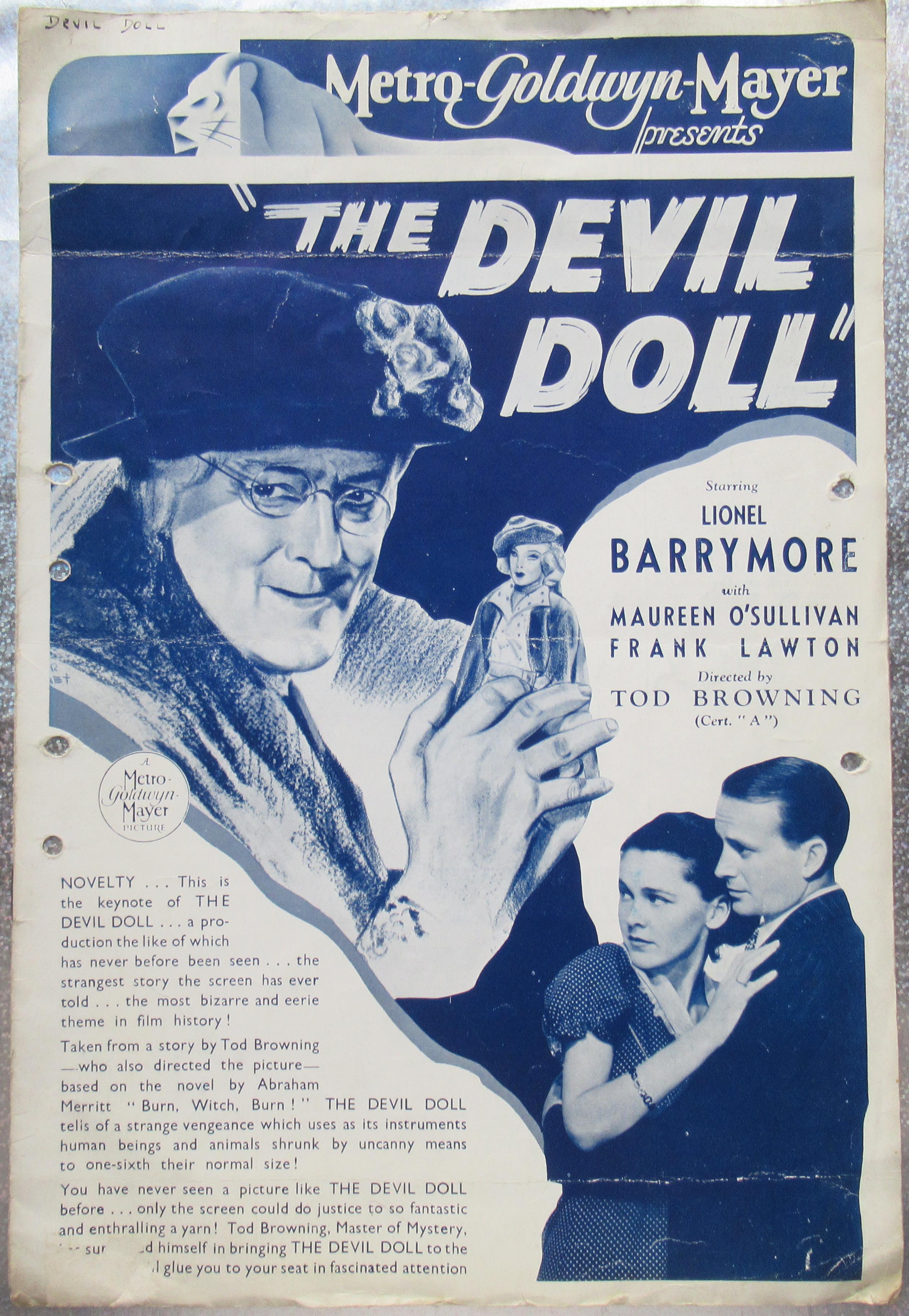 The Devil Doll (1936), Metro-Goldwyn-Mayer, Large Original Promotional Pamphlet for the British ...