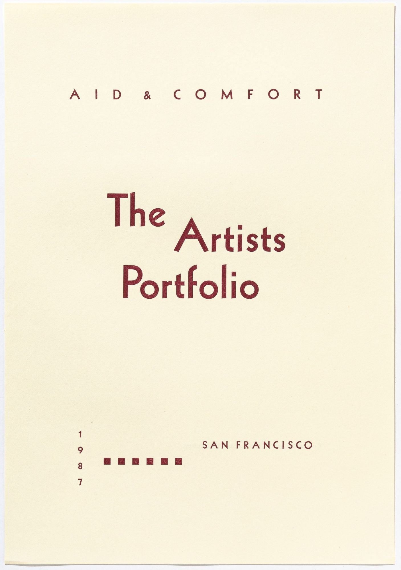 Aid & Comfort: The Artists Portfolio: Fine Unbound (1987) | Between the ...