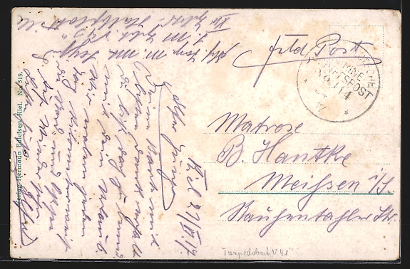 Ansichtskarte Kiel, Strandweg mit Spaziergänger: (1917) Manuskript ...