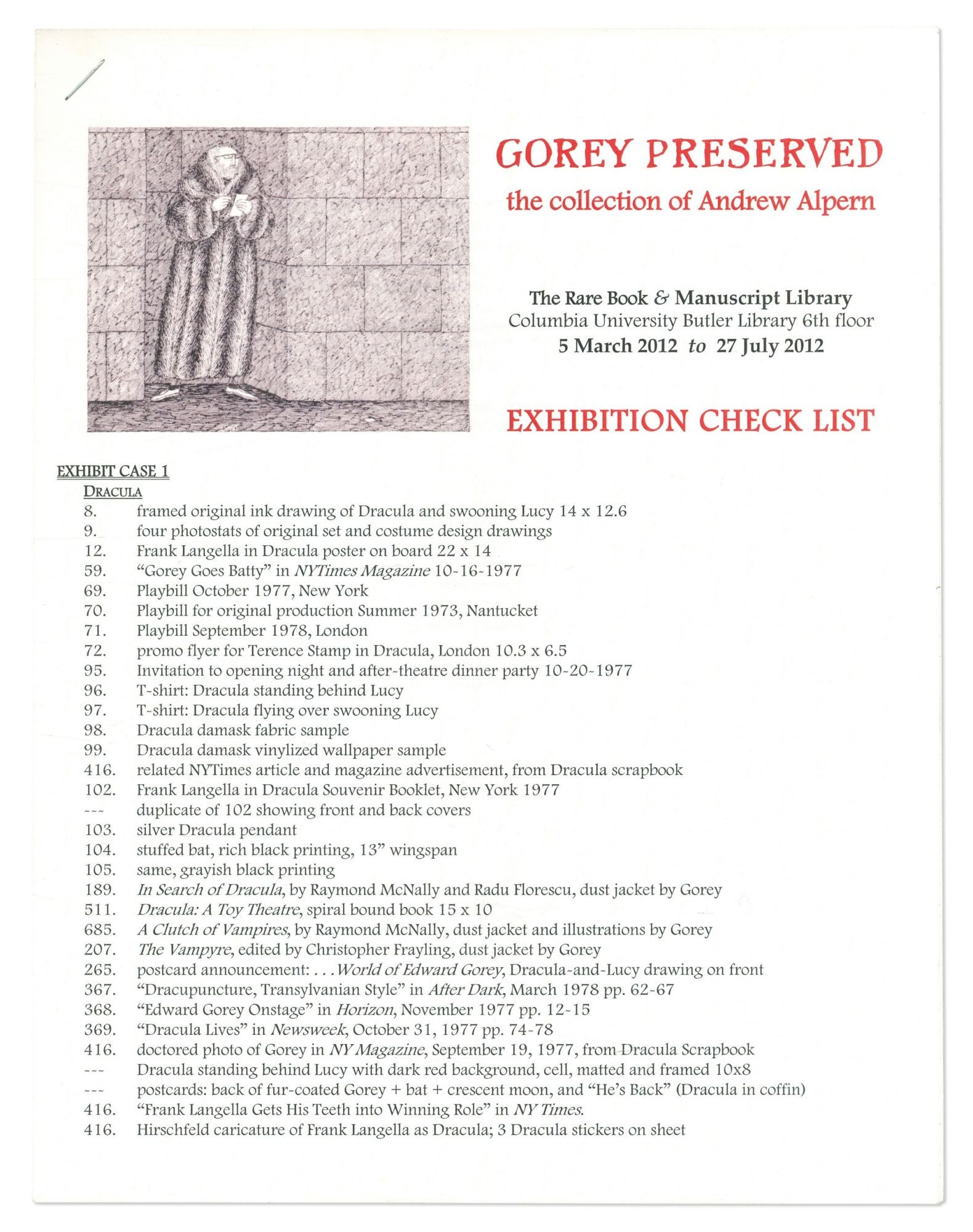 [Exhibition List]: Gorey Preserved: The Collection of Andrew Alpern by ...