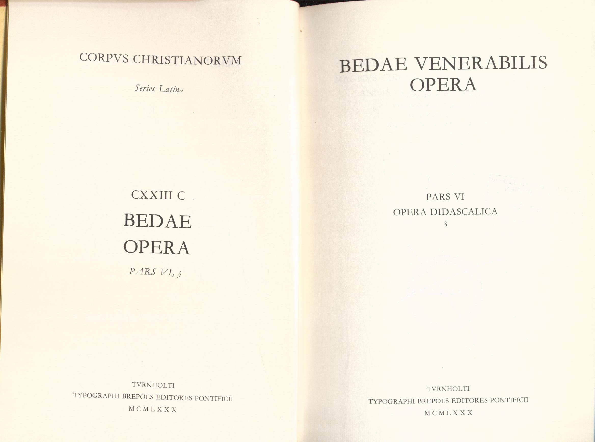 Bedae Venerabilis Opera - Pars VI: Opera Didascalica 3 von Jones, Ch. W ...