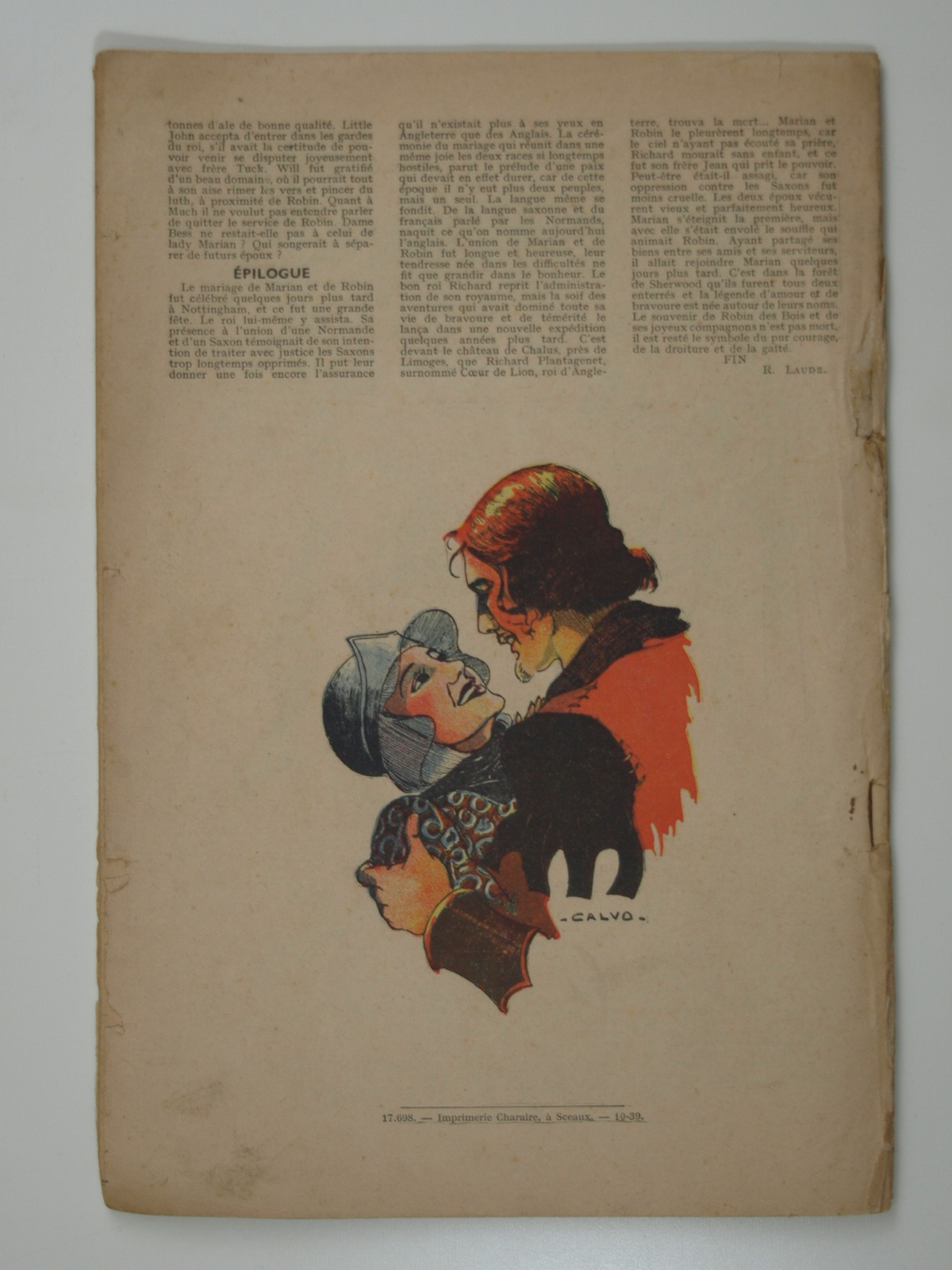 Robin des Bois von Laude R., Calvo (ill.): (1939) | Librairie Aubry