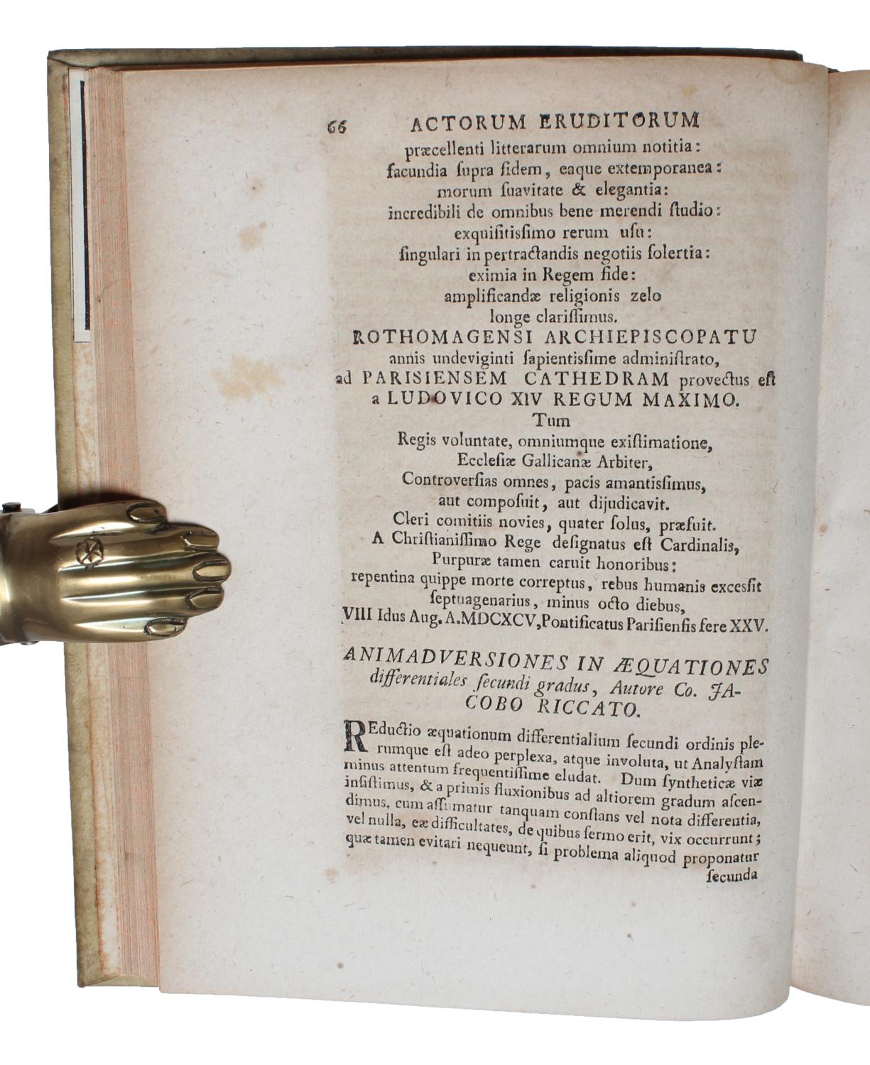 [Riccati:] Animadversiones in aequationes differentiales secundi gradus ...