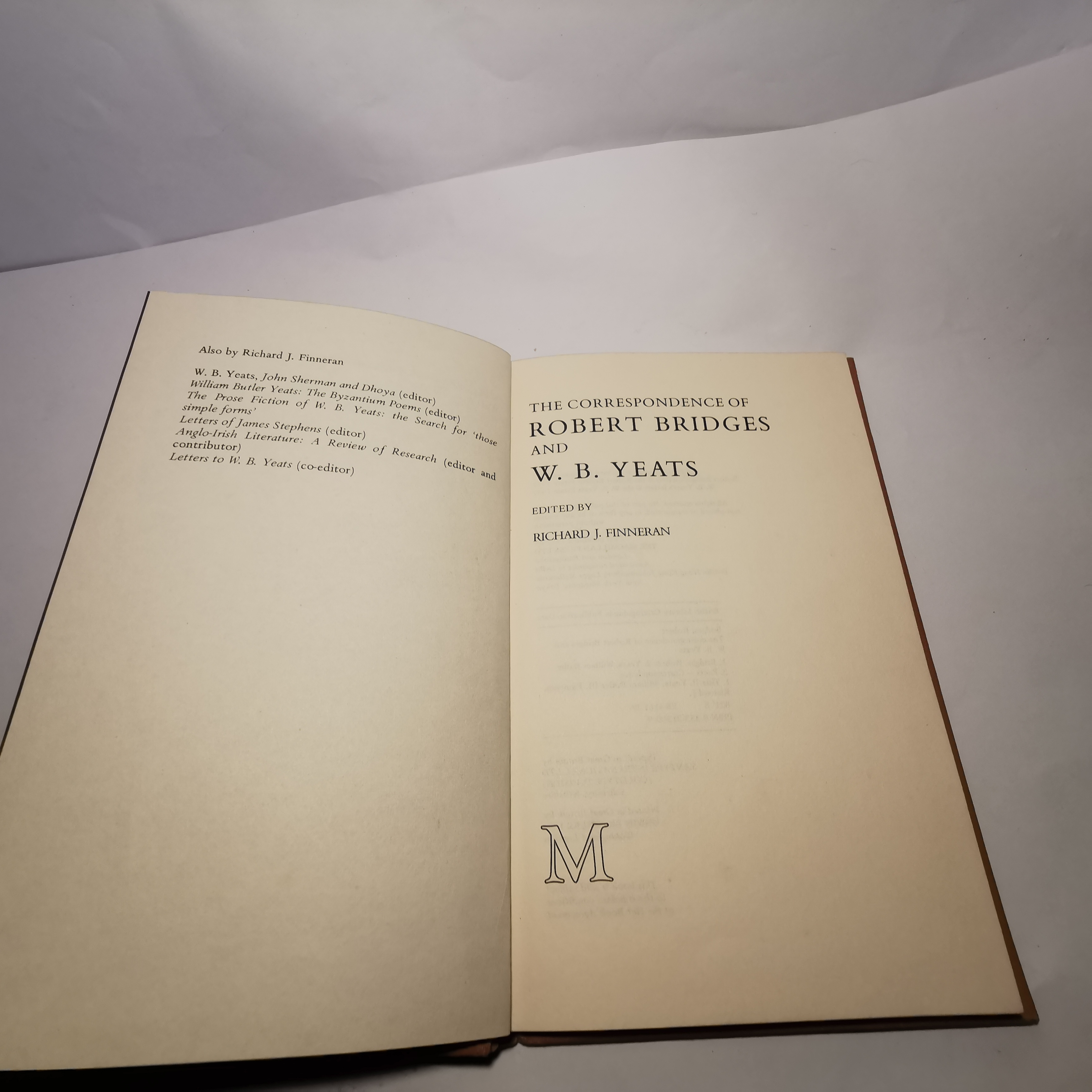 The correspondence of Robert Bridges and W.B.Yeats by Richard J.Finneran ( editor ): Near Fine ...