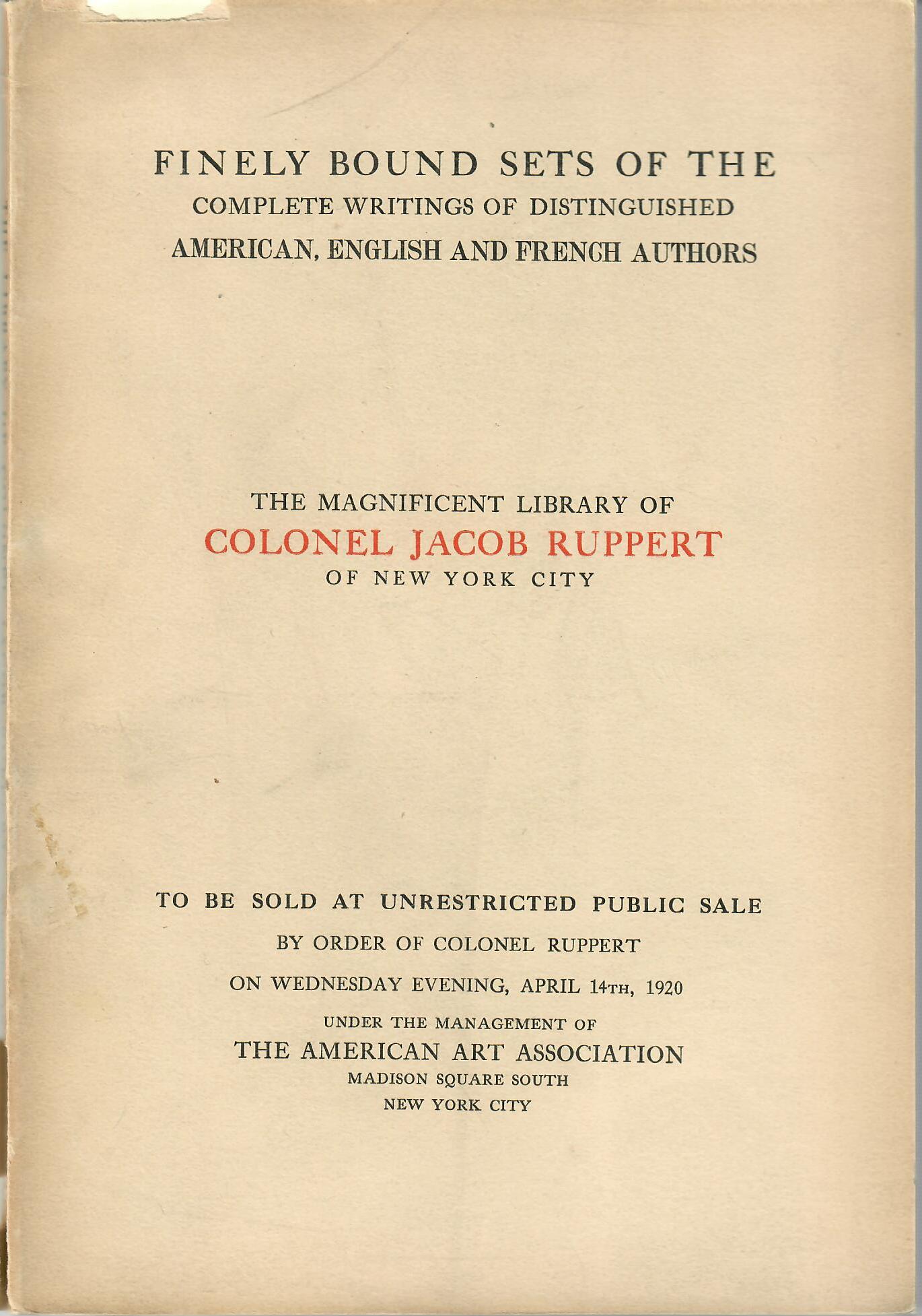 Illustrated Catalogue of . . . The Magnificent Library of Colonel Jacob ...