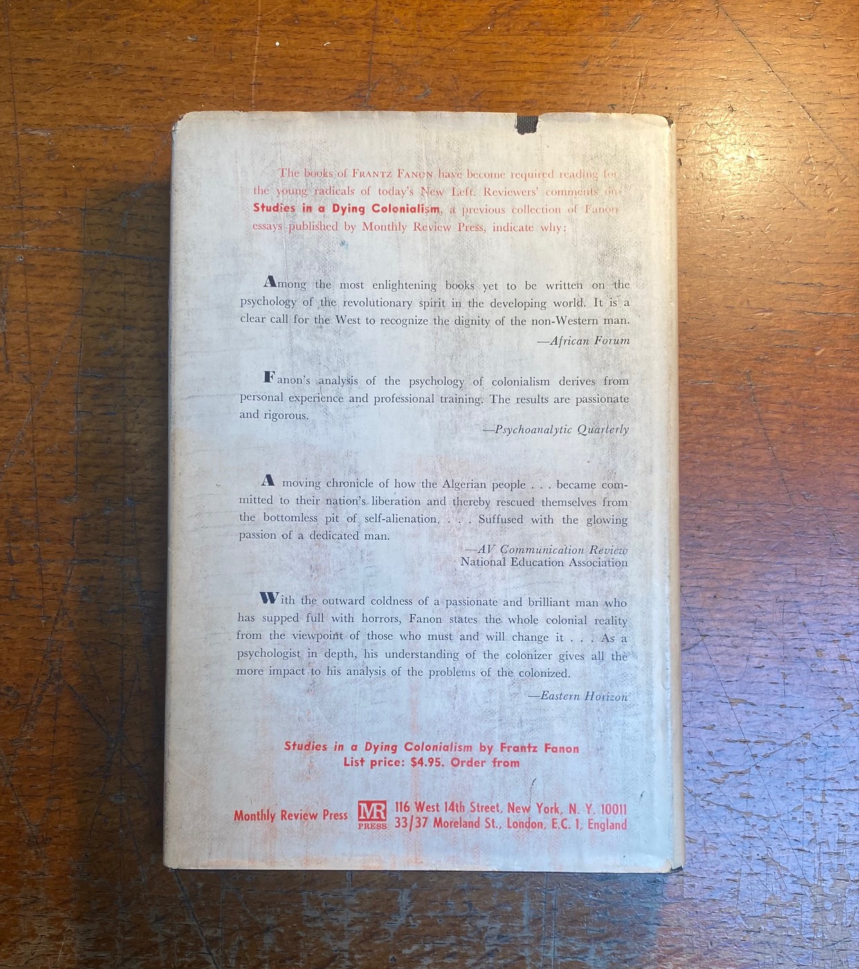 Toward The African Revolution by Frantz Fanon: Good Hardcover (1967 ...