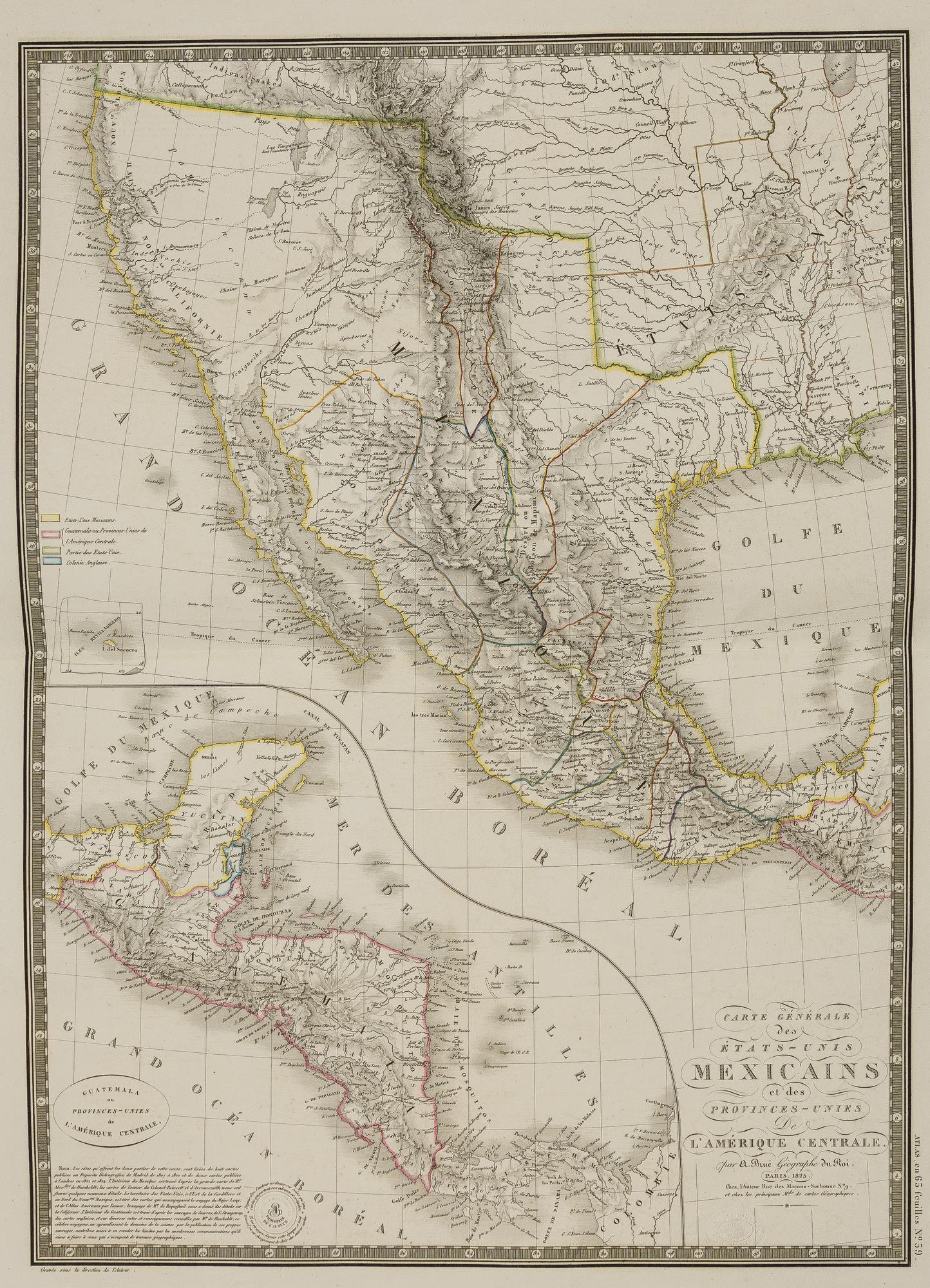[Mapa de México y Centroamérica] Carte Générale des États Unis ...