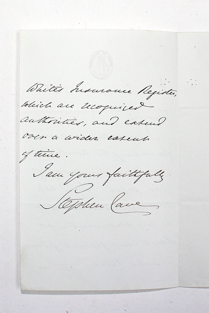 An Original Handwritten Letter Signed by Sir Stephen Cave to Levi Leone ...
