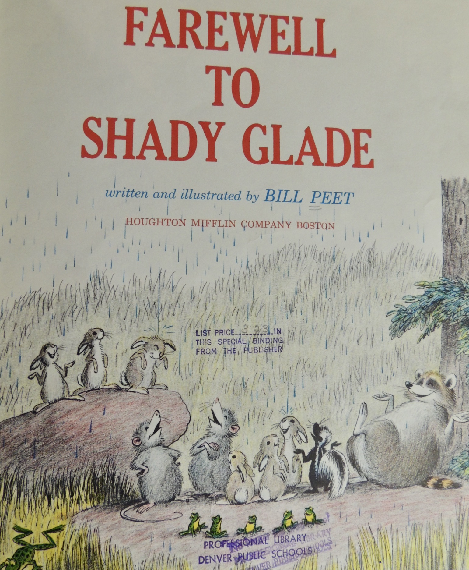 Farewell to Shady Glade by Bill Peet: Good Hardcover (1966) 1st Edition ...