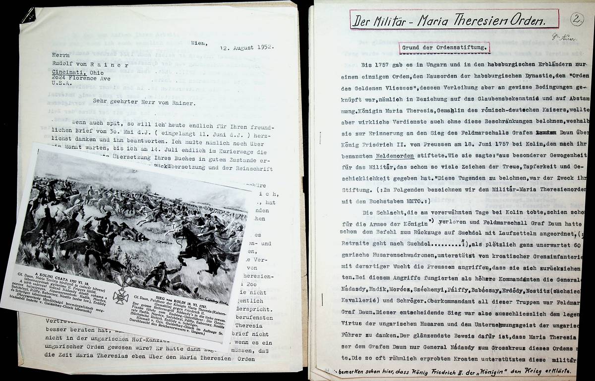 Der Maria Theresien Orden Typosskript von Rainer, Rudolf von:: (1952 ...