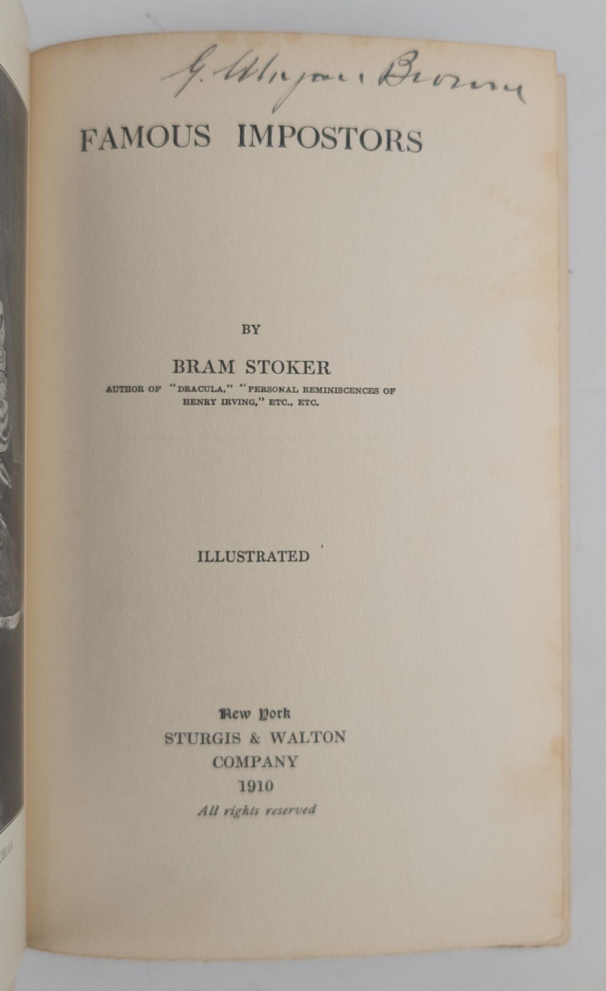 FAMOUS IMPOSTORS von Stoker, Bram: Hardcover (1910) First Edition ...