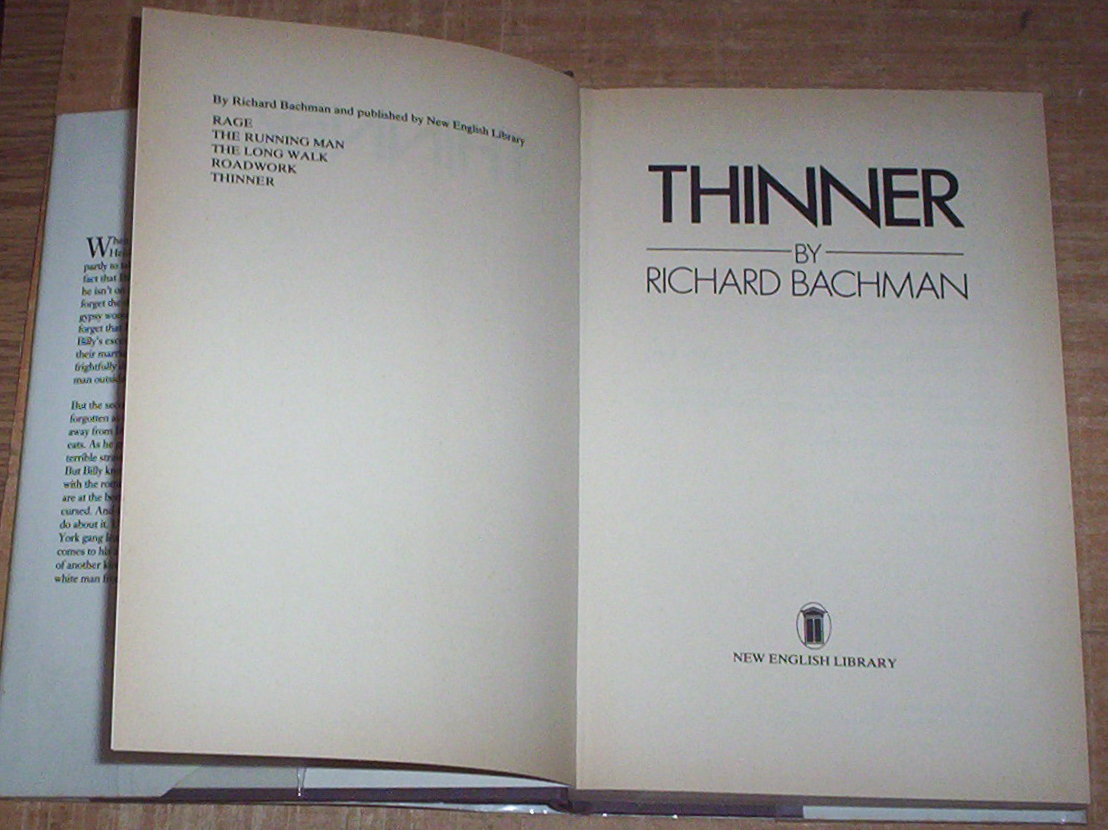 Thinner. by Bachman, Richard (Stephen King) | Thylacine Fine Books