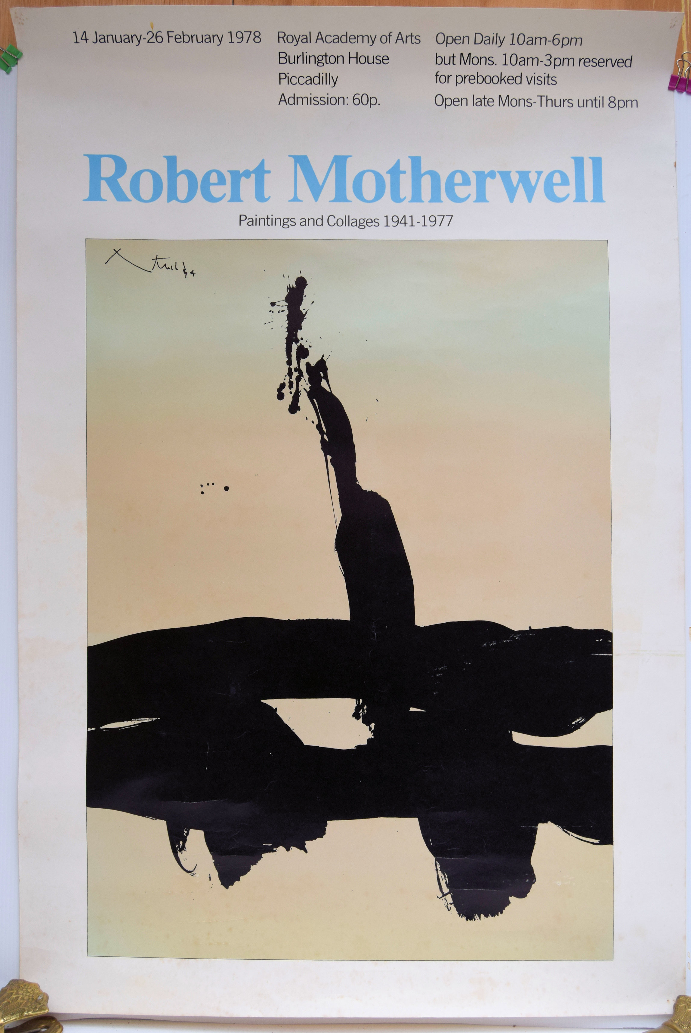 ROBERT MOTHERWELL. Poster advertising an exhibition held at the Royal ...
