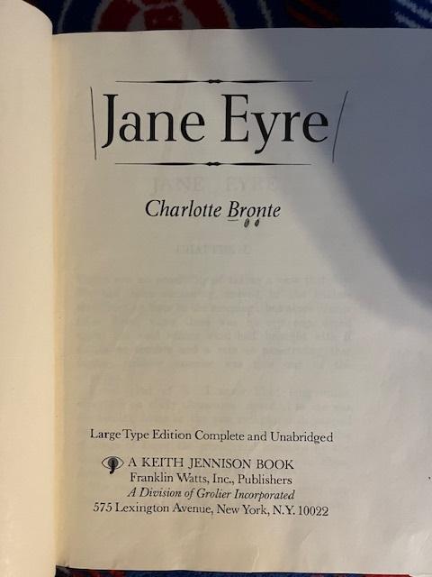 Jane Eyre First Edition Large Print by Charlotte Bronte: Fine Hardcover ...