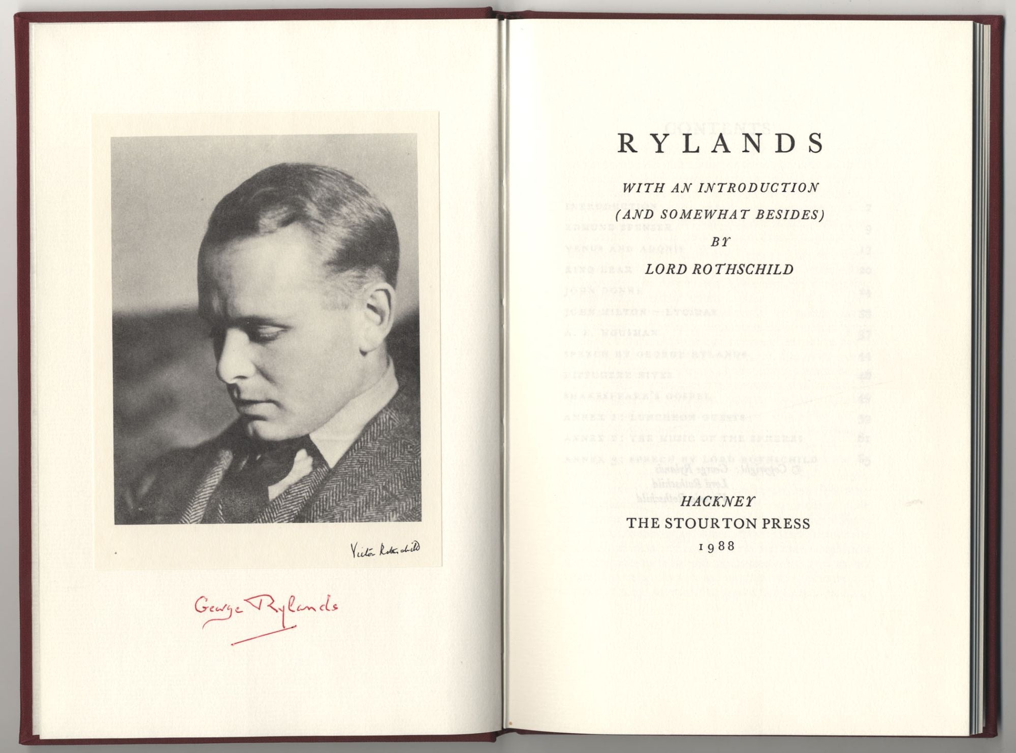 RYLANDS WITH AN INTRODUCTION (AND SOMEWHAT BESIDES) by [George "Dadie ...