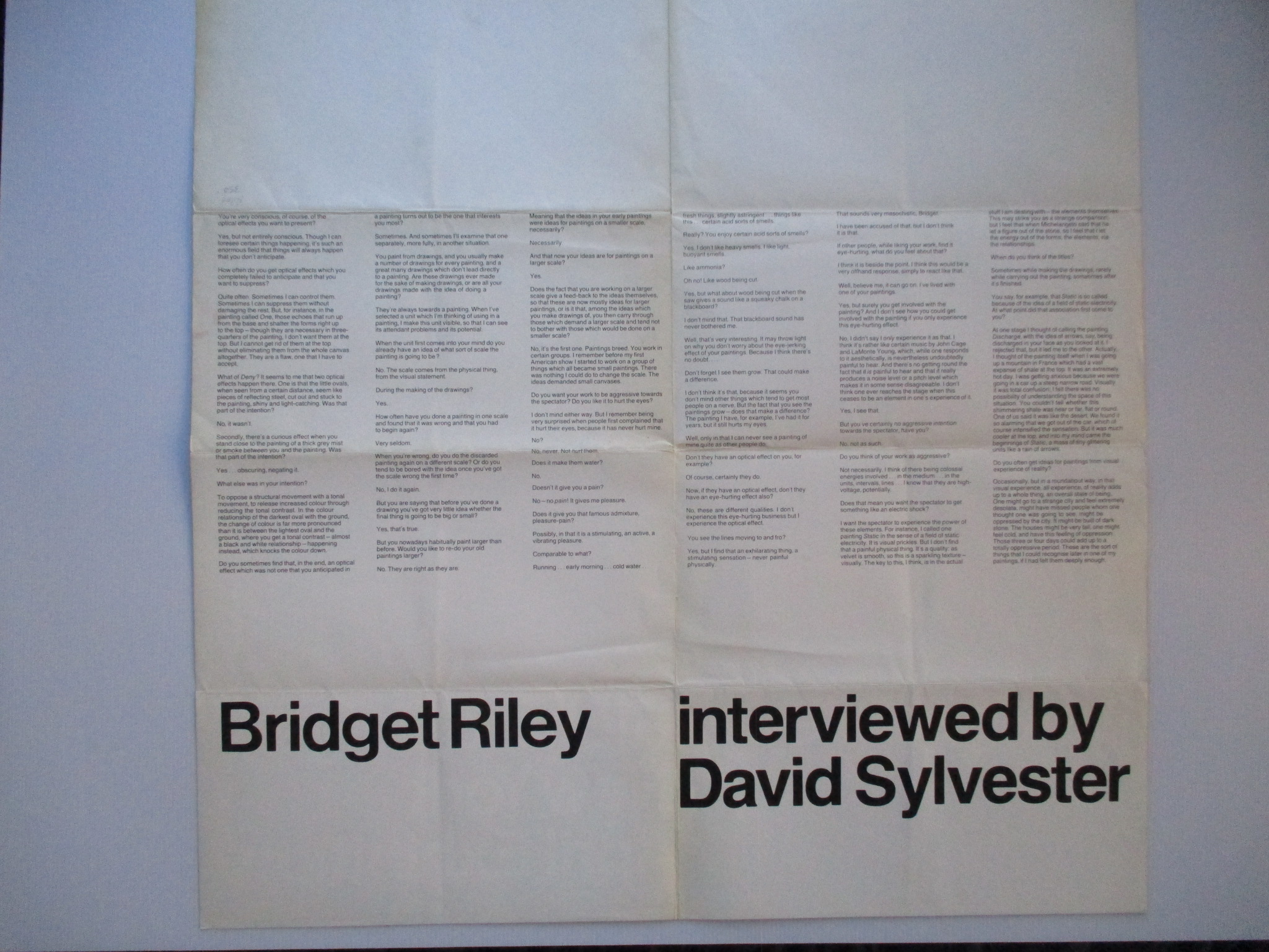 Bridget Riley Richard Feigen 1967 Poster with David Sylvester interview ...