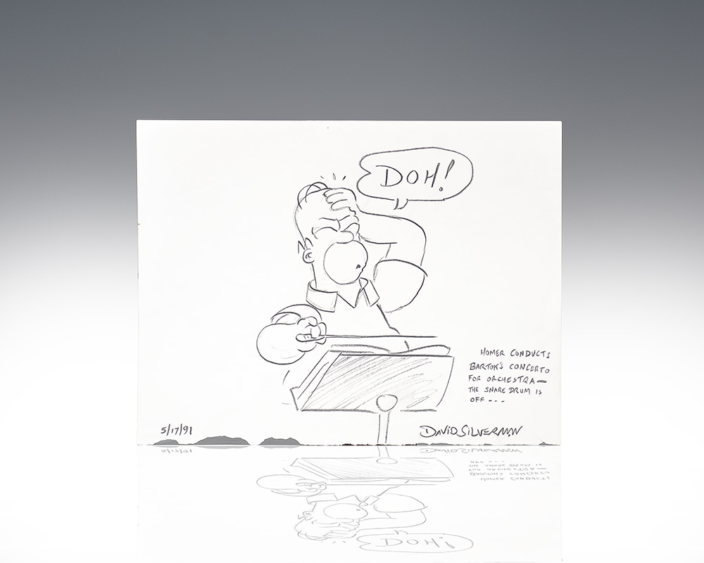 David Silverman Signed Early Sketch of Homer Simpson and Production ...