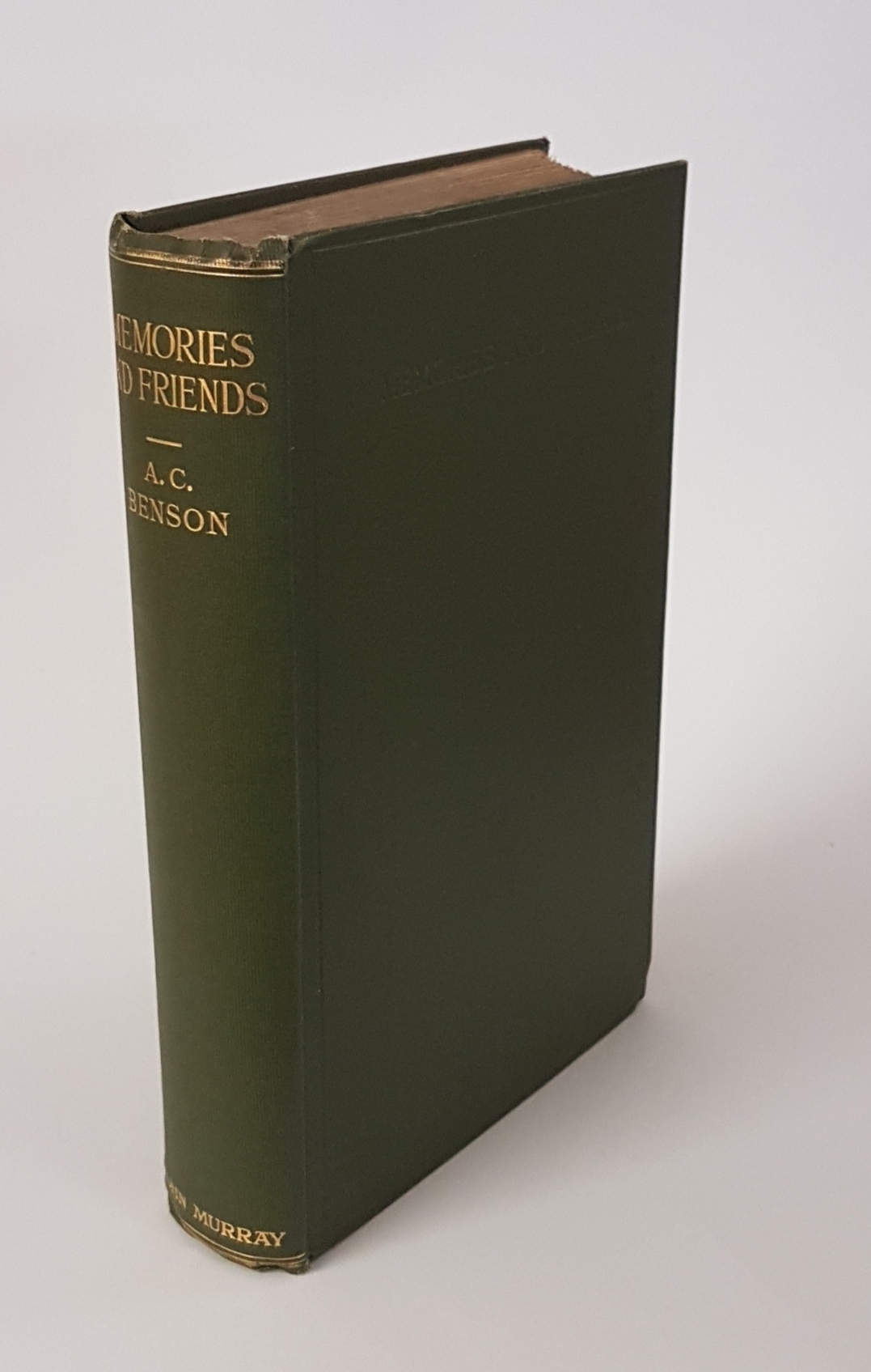 Memories and Friends by Benson, A. C.: Very Good Hardcover (1924) 1st ...