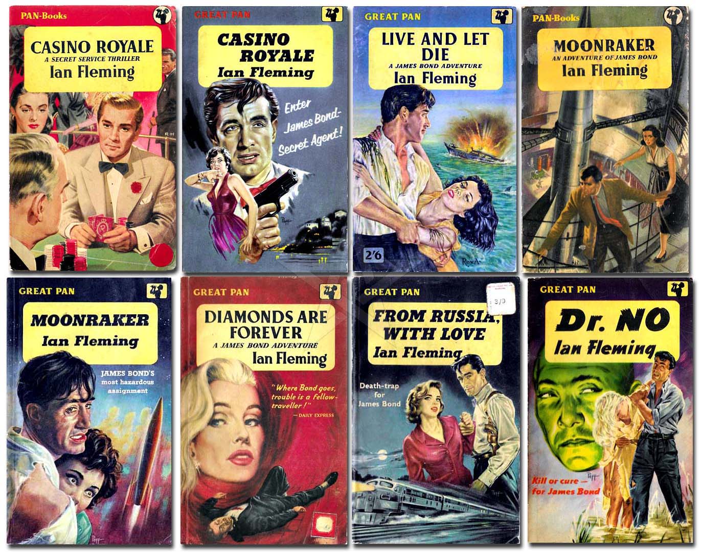 James Bond Paperbacks: the first "Painted Pans" - eight volumes ...