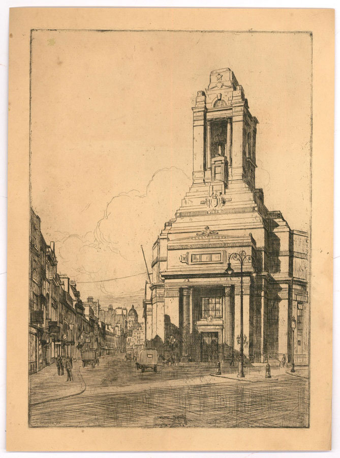 Herbert Cutner (1881-1969) - Mid 20th Century Etching, Freemasons' Hall ...