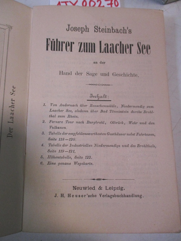 Führer zum Laacher See an der Hand der Sage und Geschichte. von ...