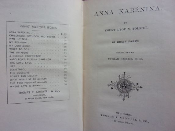 ANNA KARÉNINA. In Eight Parts by [Tolstoy, Leo]: (1886) | Sumner ...