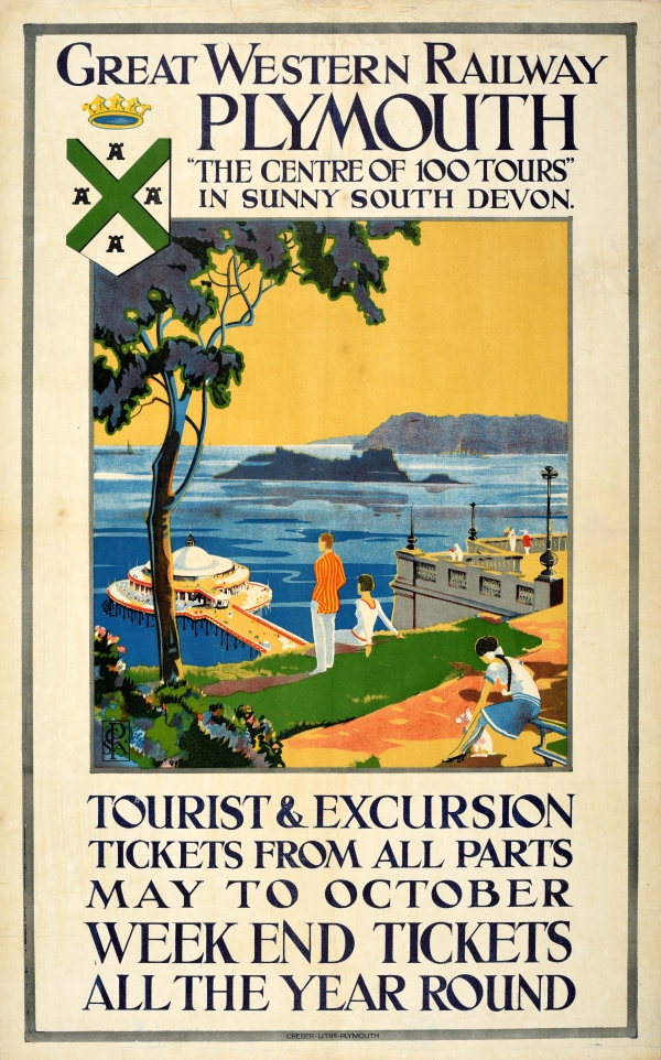 Original Vintage Poster Plymouth Sunny South Devon GWR: (1920 ...