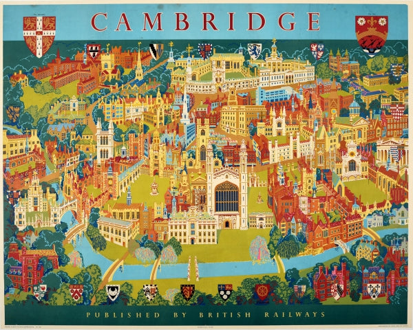 Original Vintage Poster Cambridge British Railways Kerry Lee Pictorial ...