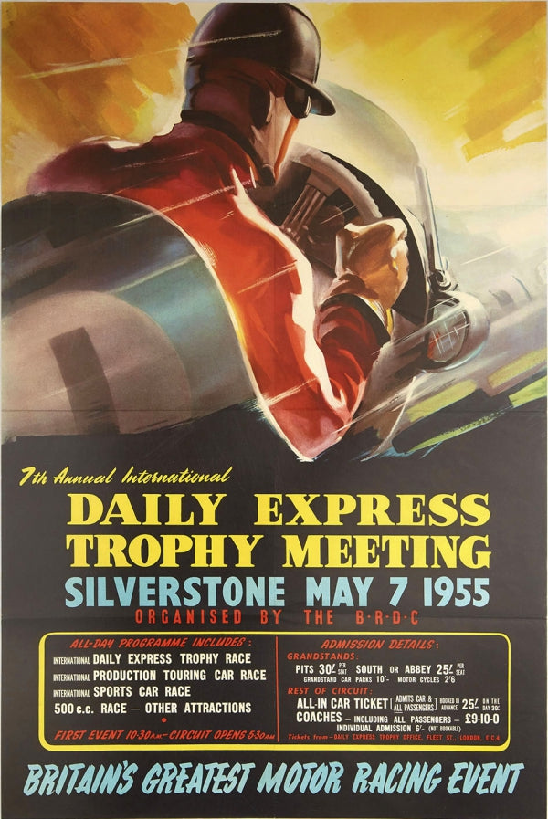 Original Vintage Poster Daily Express Trophy Meeting Silverstone 1955 ...
