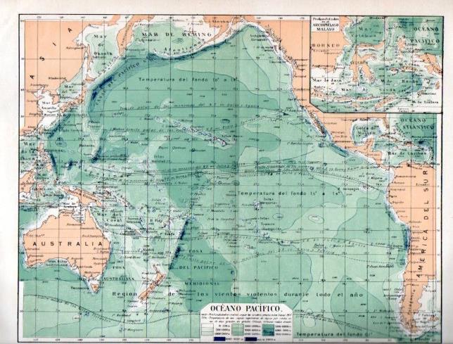 LAMINA V45044: Mapa del Oceano Pacifico de Varios: (1925) Manuscrito ...