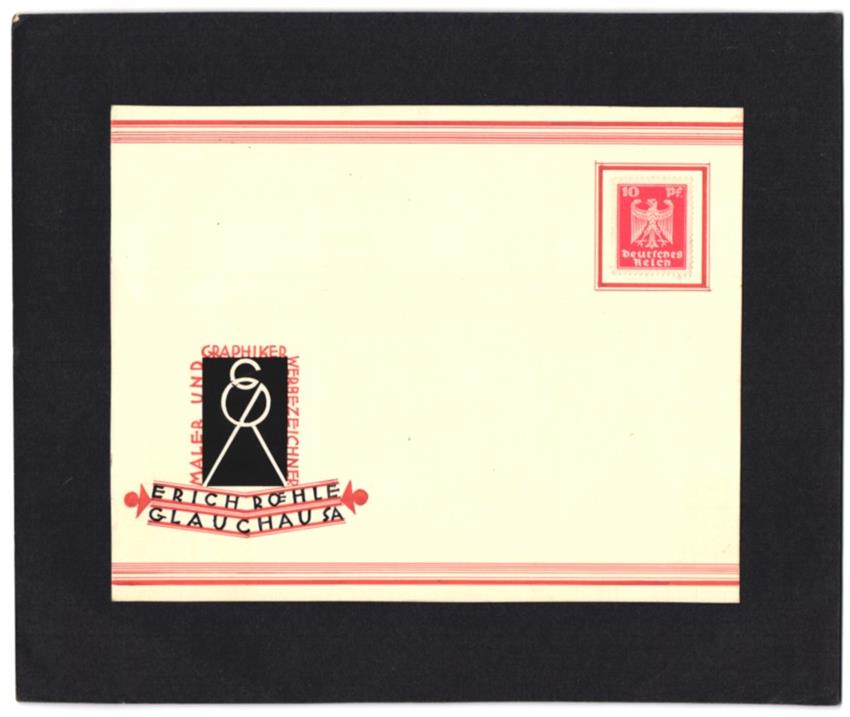 Handzeichnung / Ansichtskarten-Entwurf Erich Röhle, grafischer Entwurf ...