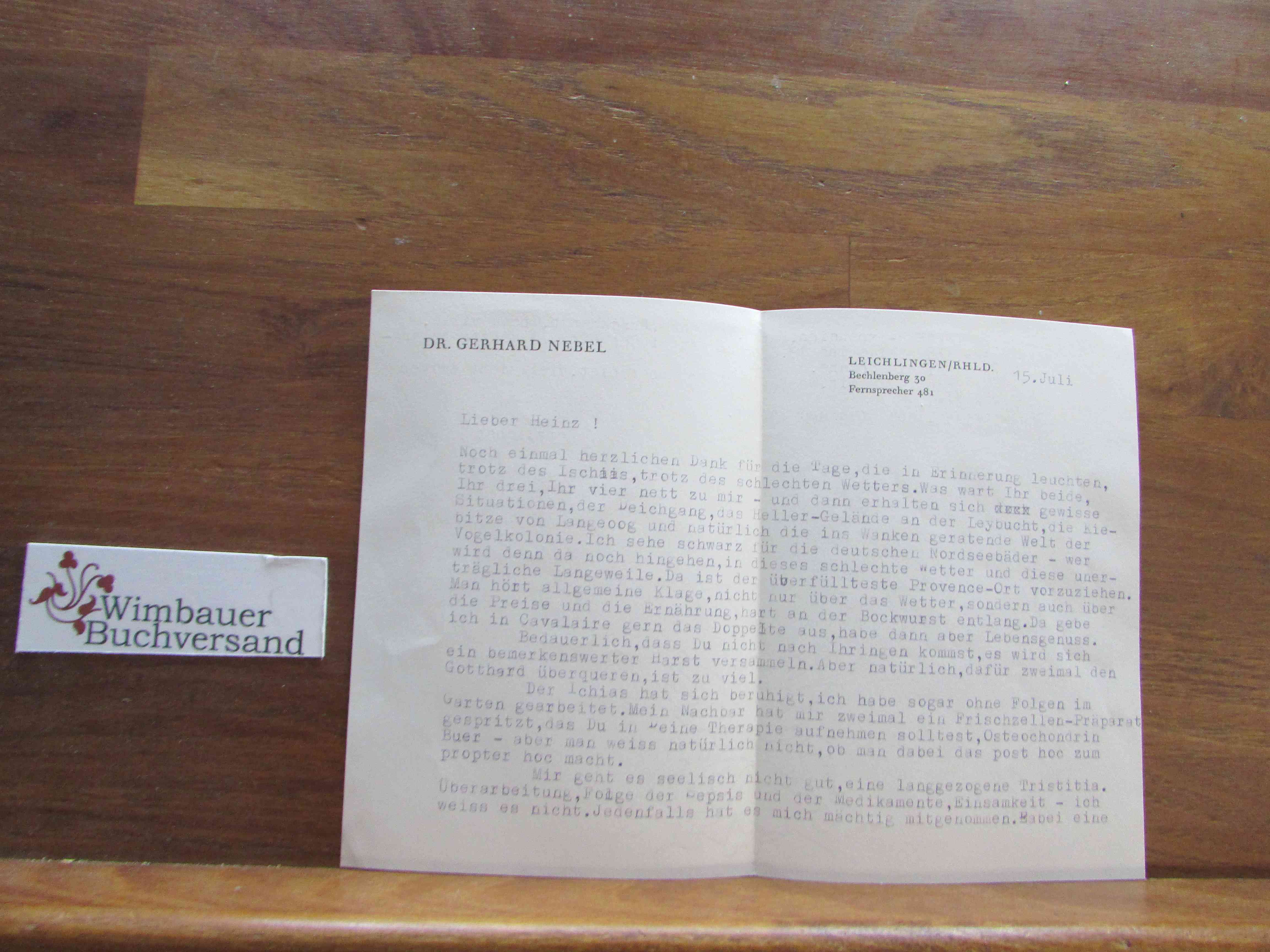 Schöner Brief an Heinz Fredersdorf /// Autogramm Autograph signiert ...