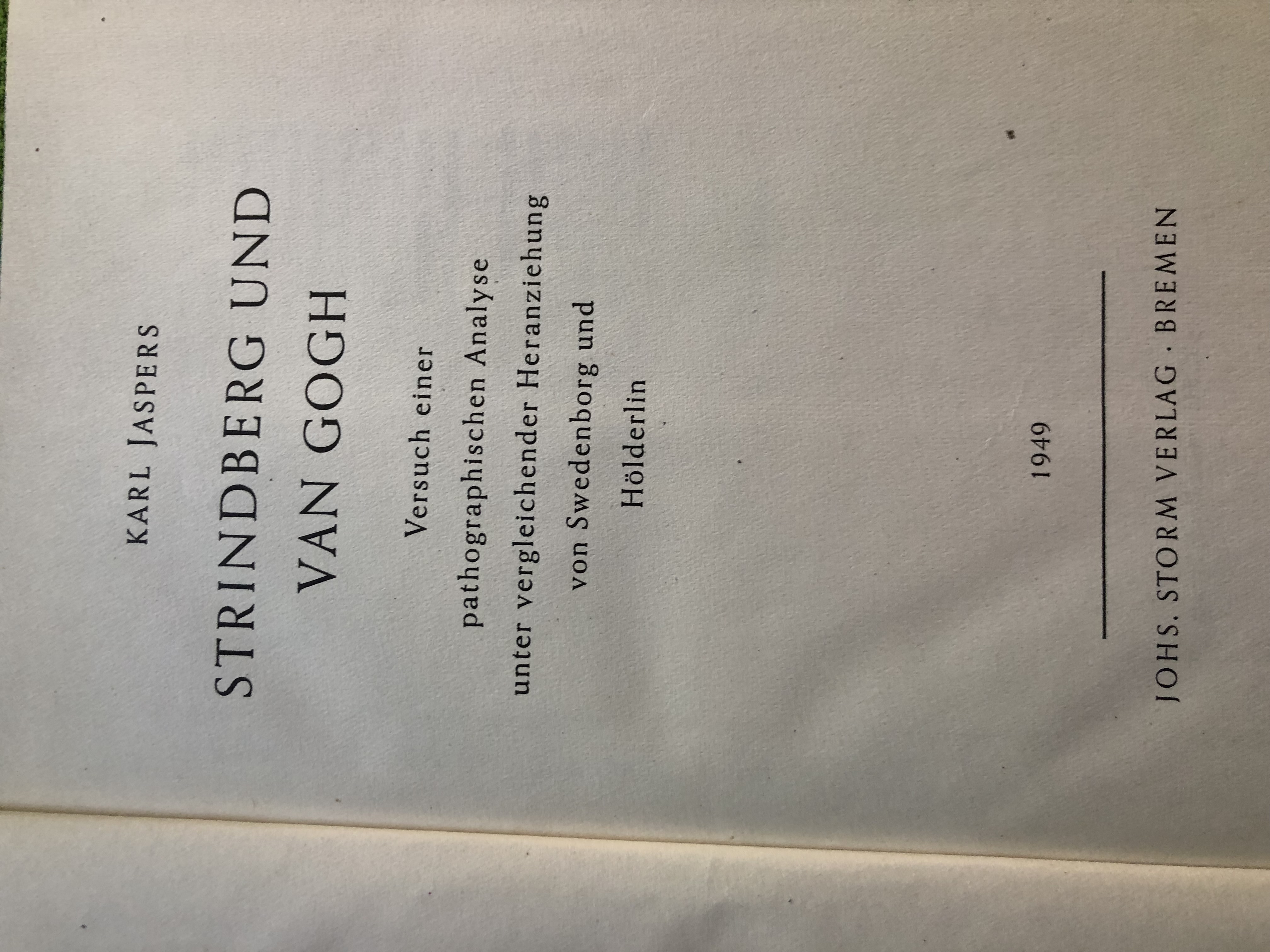 Strindberg Und Van Gogh by Karl Jaspers: Near Fine Hardcover (1949) 1st ...