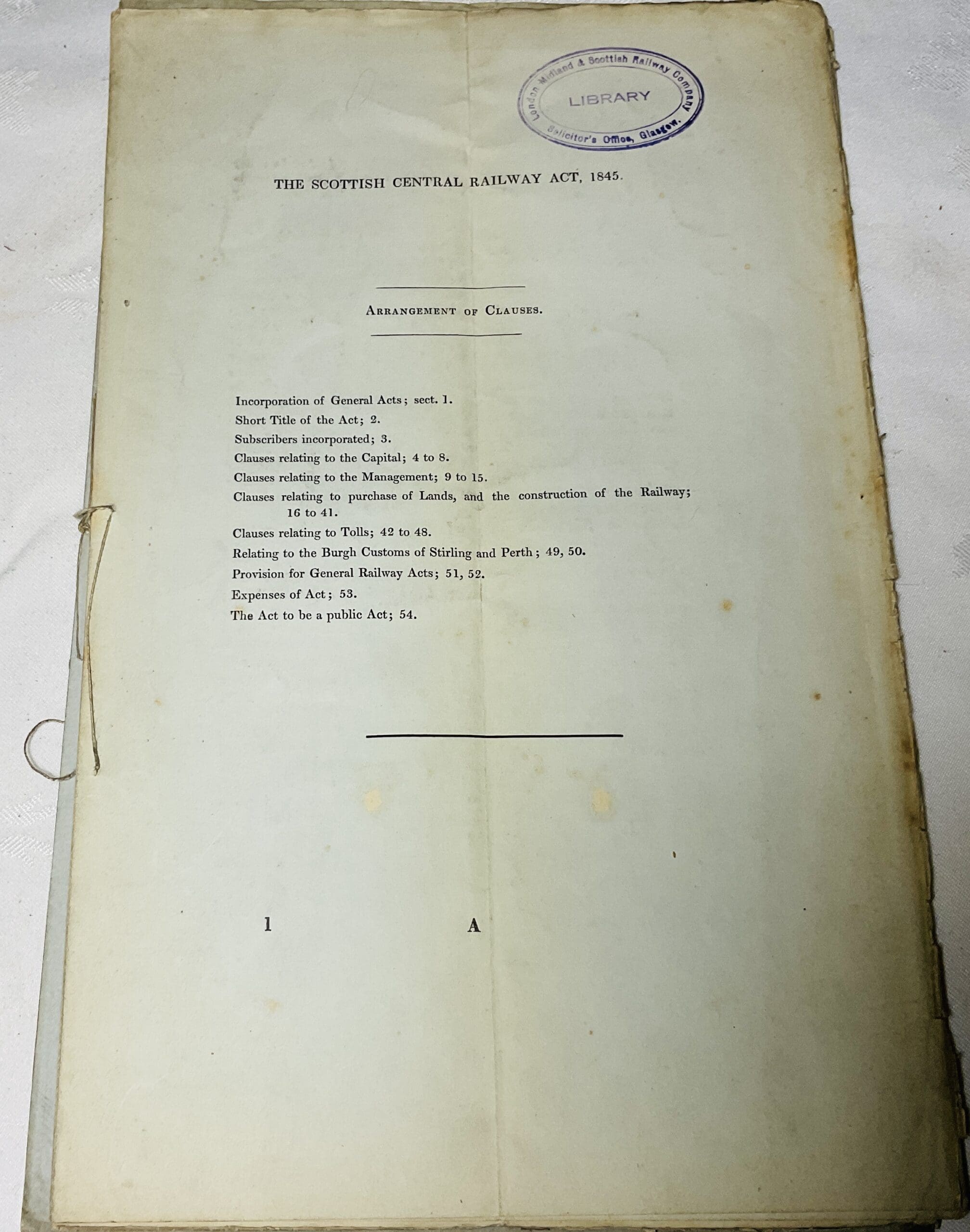 Scottish Central Railway Act [London Midland & Scottish Railway copy ...