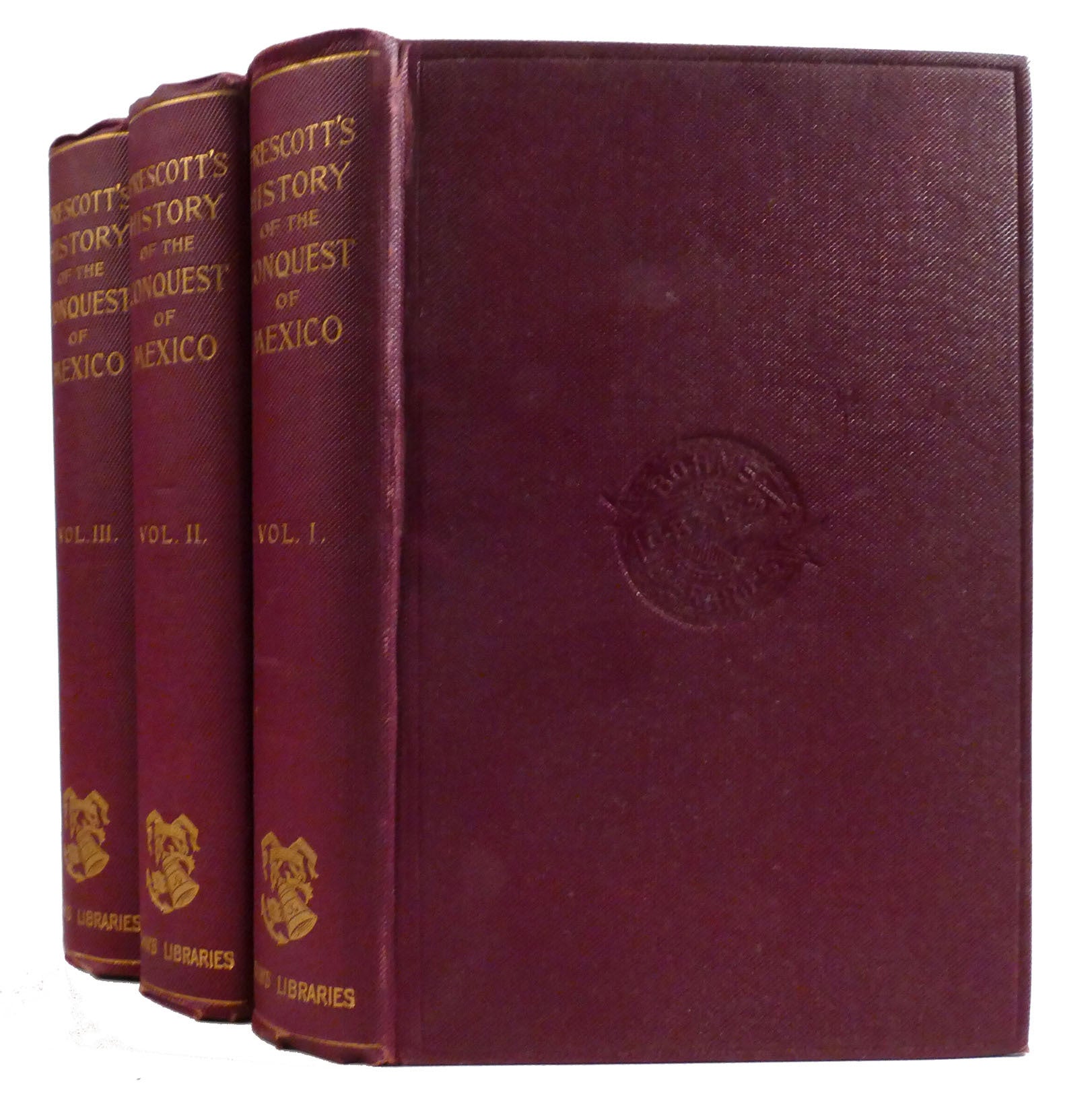 HISTORY OF THE CONQUEST OF MEXICO 3 VOLUME SET by William H. Prescott ...
