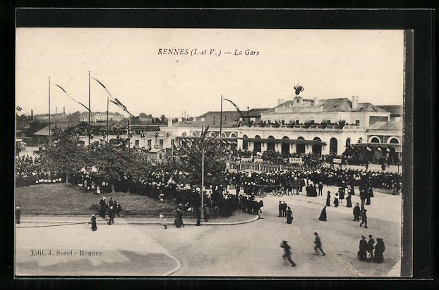 Ansichtskarte Rennes /I.-et-V., La Gare: Manuskript / Papierantiquität ...