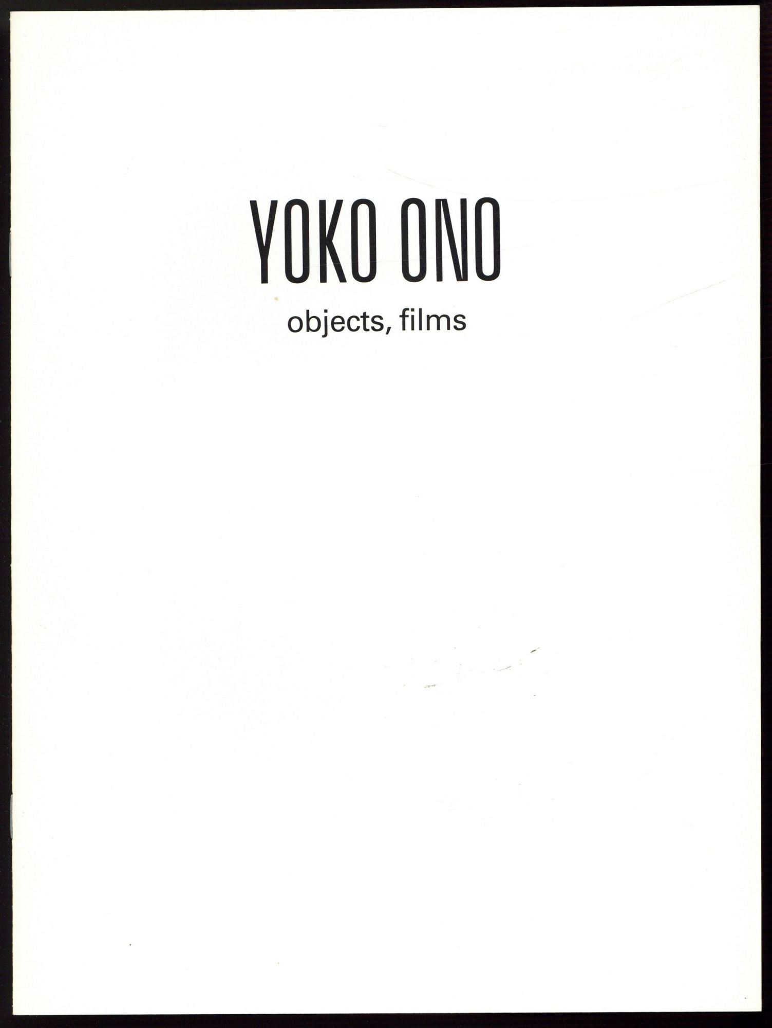 Yoko Ono: Objects, Films von (ONO,Yoko): Fine Softcover (1989 ...