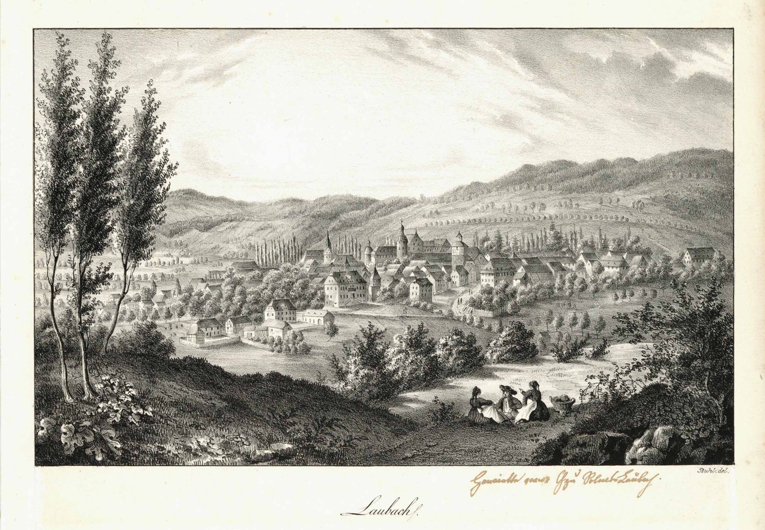 Gesamtansicht ('Laubach.'). von LAUBACH (Kr. Giessen):: Kunst / Grafik ...